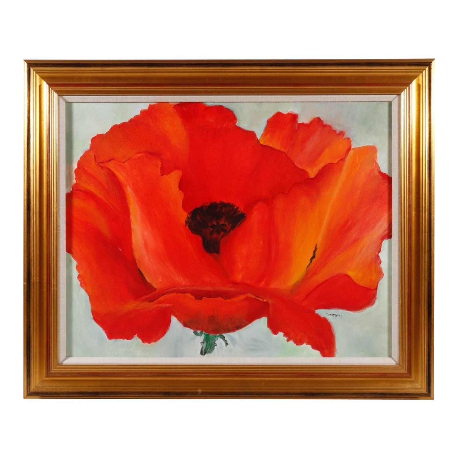 ‘Red Poppy’ Georgia O’Keefe Replica Oil on Canvas | Chairish