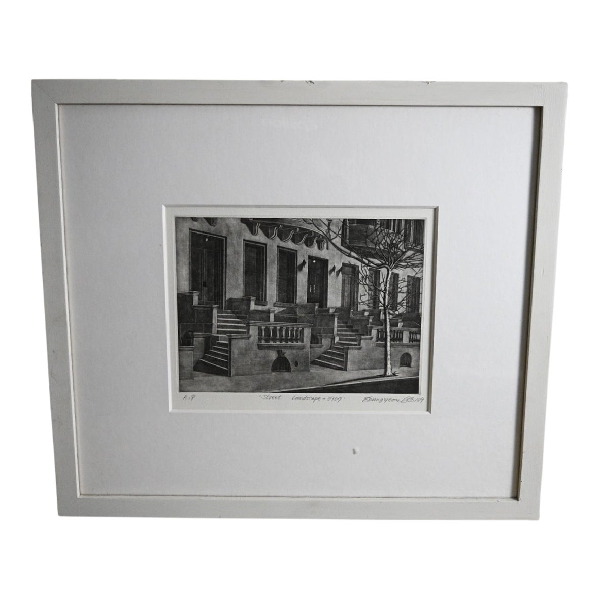 Kim Seung Yeon "Street Landscape - 8907" Artist Proof Mezzotint, 1989 ...