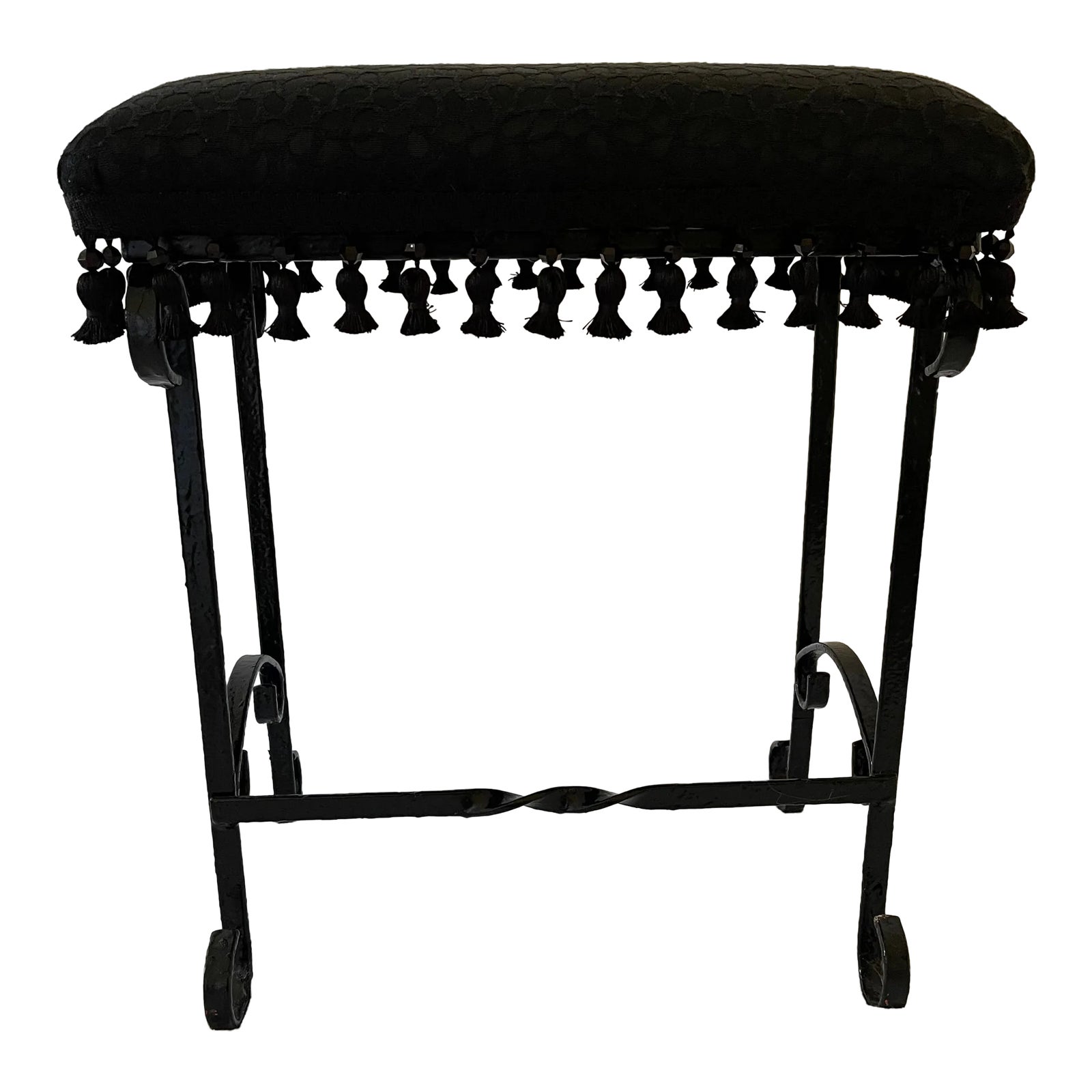 Late 20th Century Black Iron Bench With Trim | Chairish