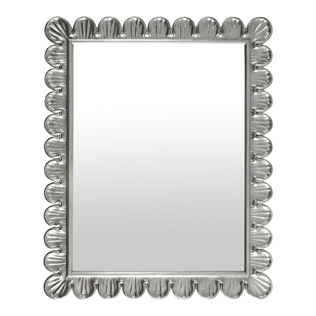 Matthew Izzo Home Eliza Silver Leaf Scalloped Edge Wall Mirror | Chairish
