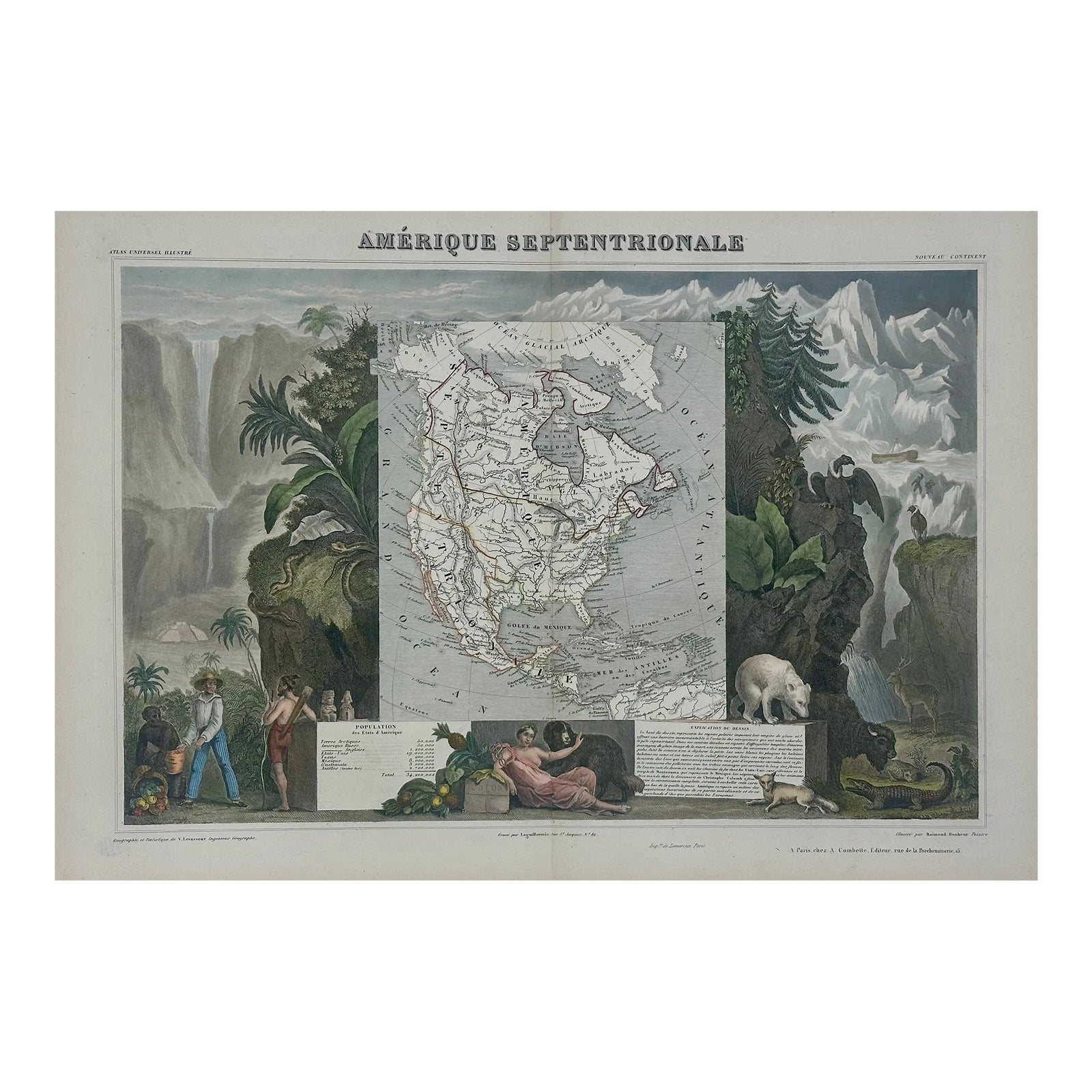 1845 Map of North America by Victor Levasseur | Chairish