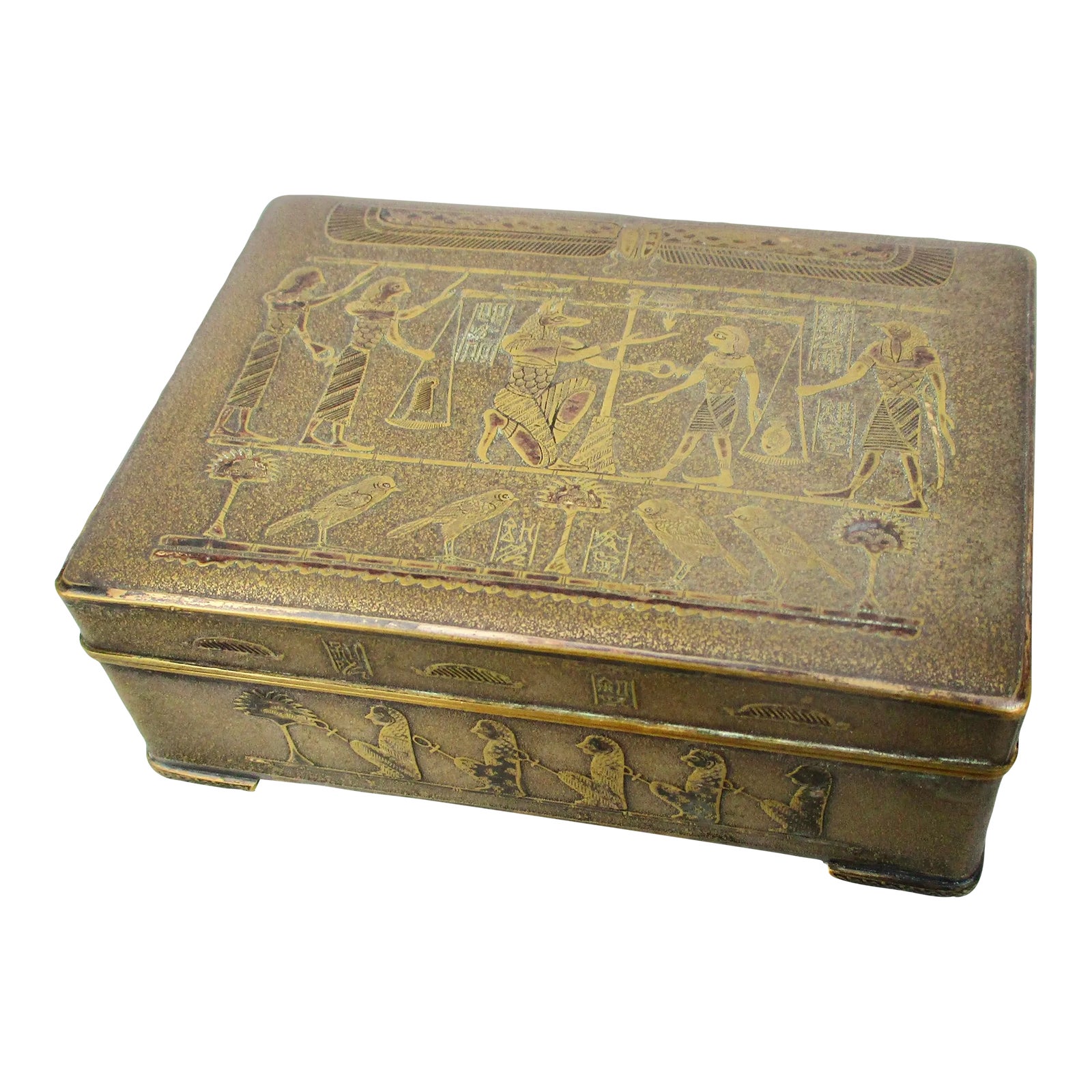 Japanese Bronze Egyptian Revival Box | Chairish