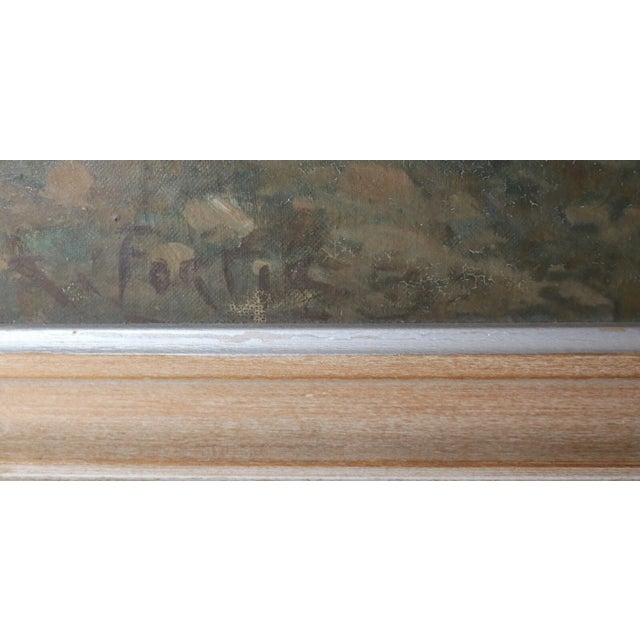 Antique Original f.g. Fortis Nautical Coast Shore Volcano Sail Boat Oil ...