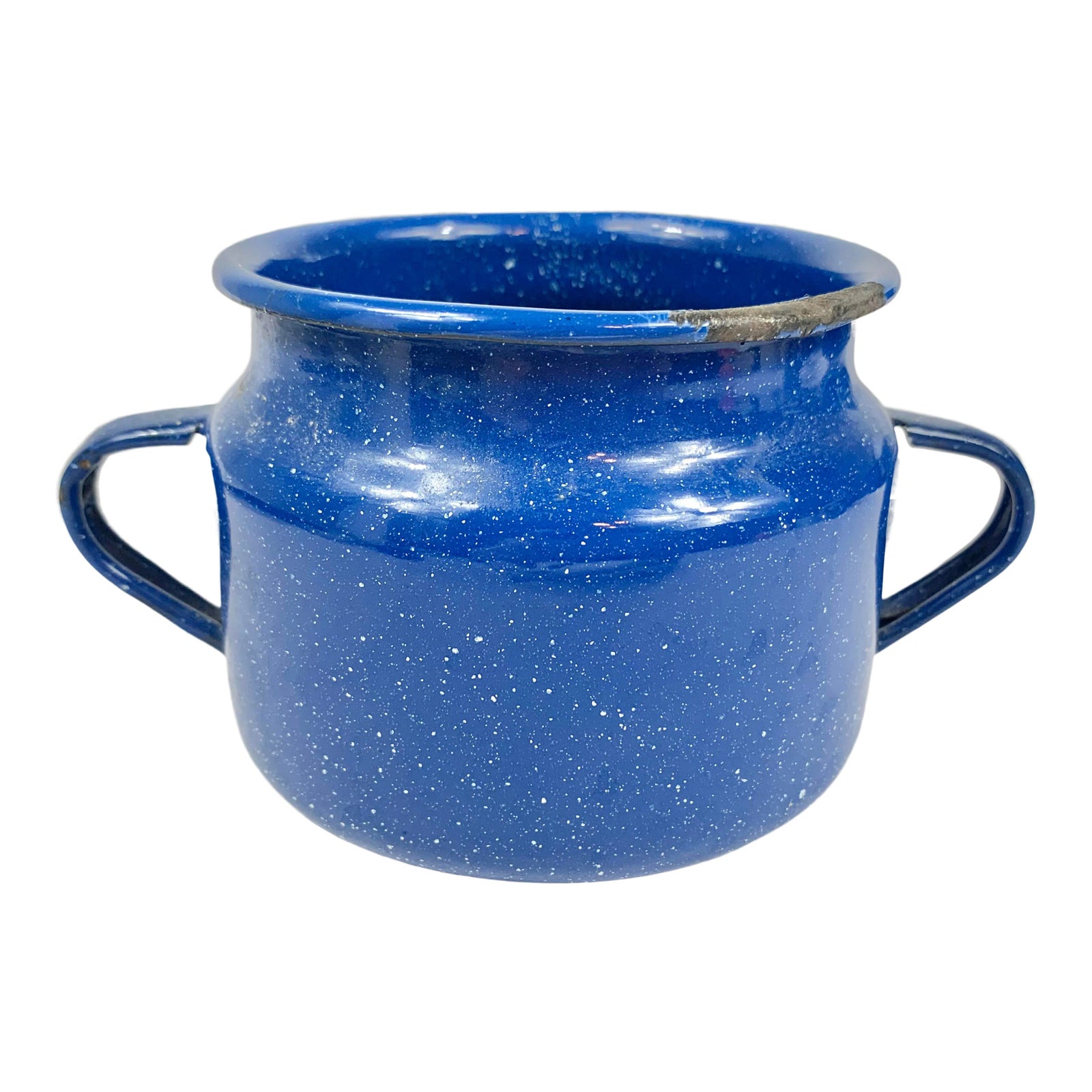 Vintage Late 20th Century Small Enameled Pot | Chairish