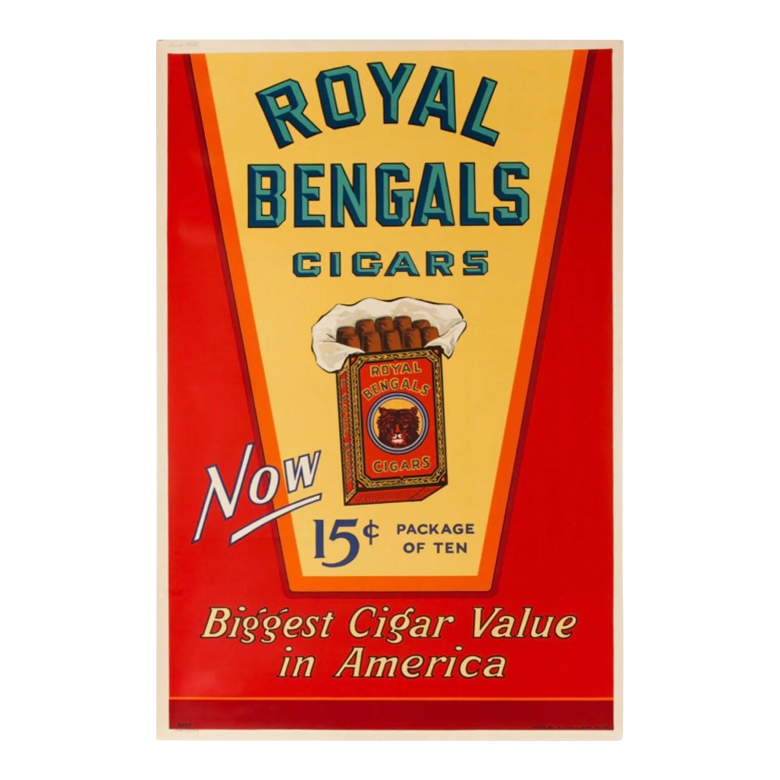 Circa 1920s Royal Bengals Cigars Advertising Poster | Chairish