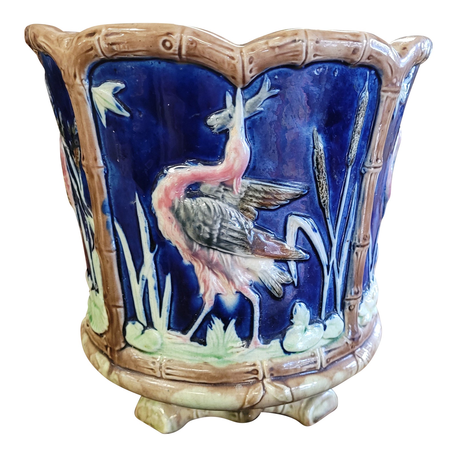 Large English Victorian Majolica Birds Jardinière Thomas Forester 1890 ...