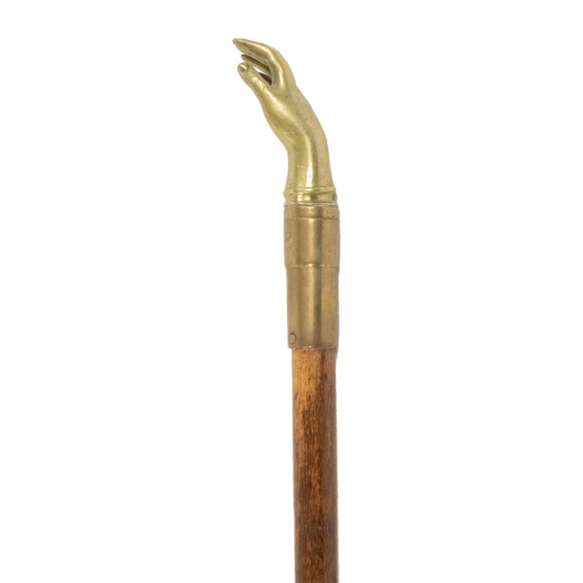 English Victorian Style Brass Hand Cane | Chairish