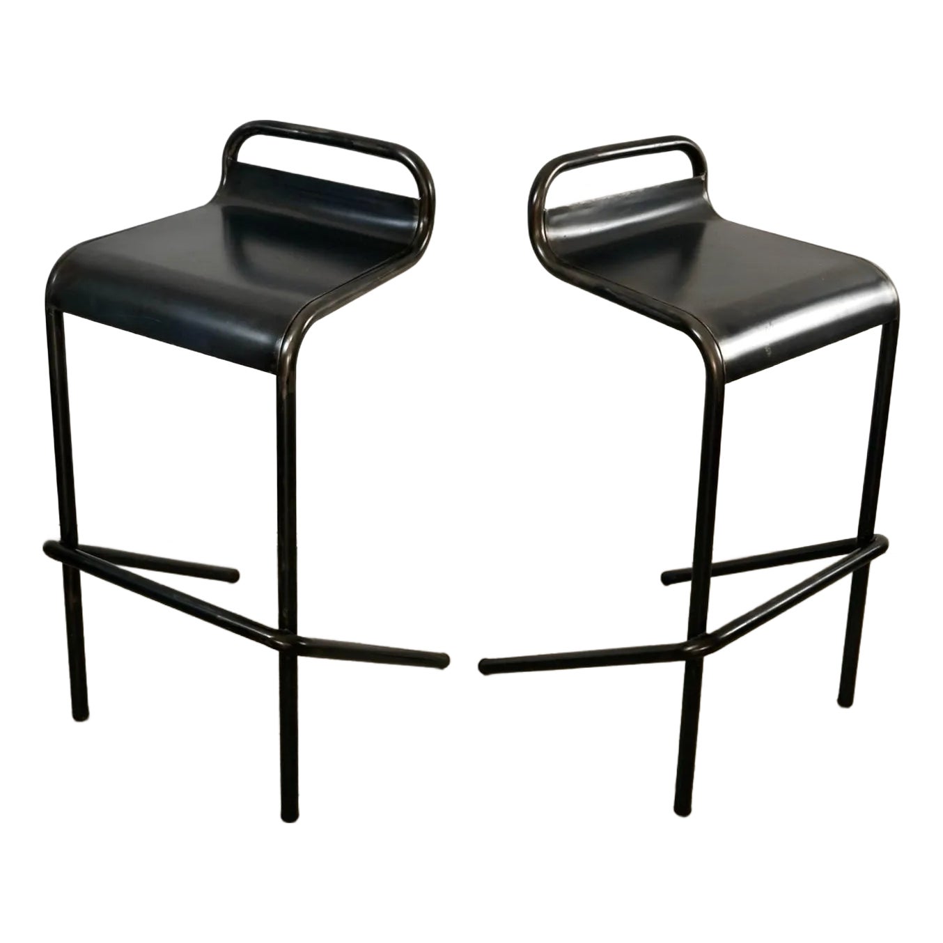 Industrial Architectural Bent Metal Bar Stools - A Pair | Chairish