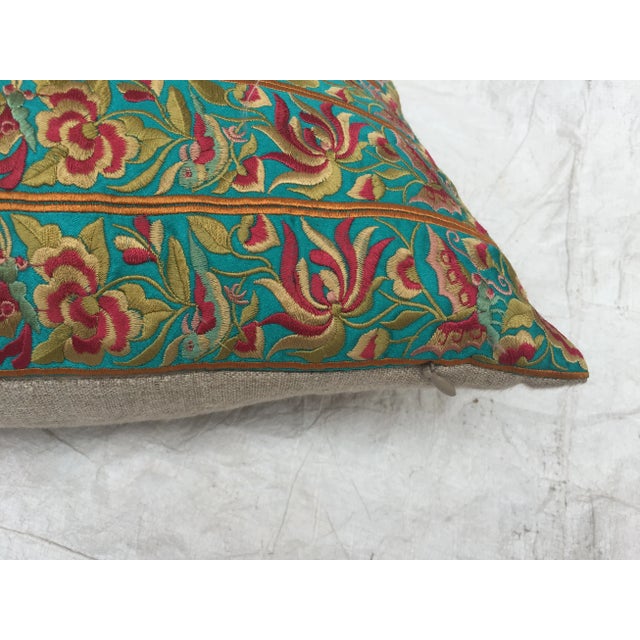 Embroidered Jade Silk Butterfly Pillows - Pair | Chairish