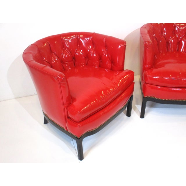 Mid Century Liquid Red Club Chairs by Erwin Lambeth | Chairish