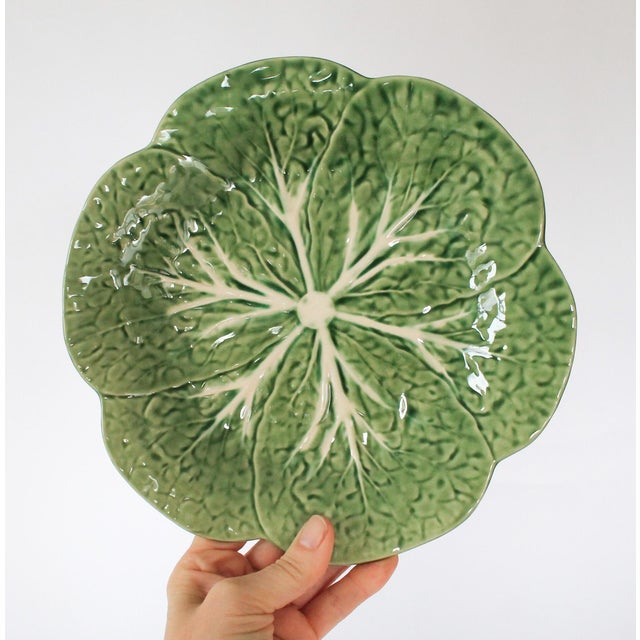 Vintage Bordallo Pinheiro Green & White Cabbage Plate | Chairish