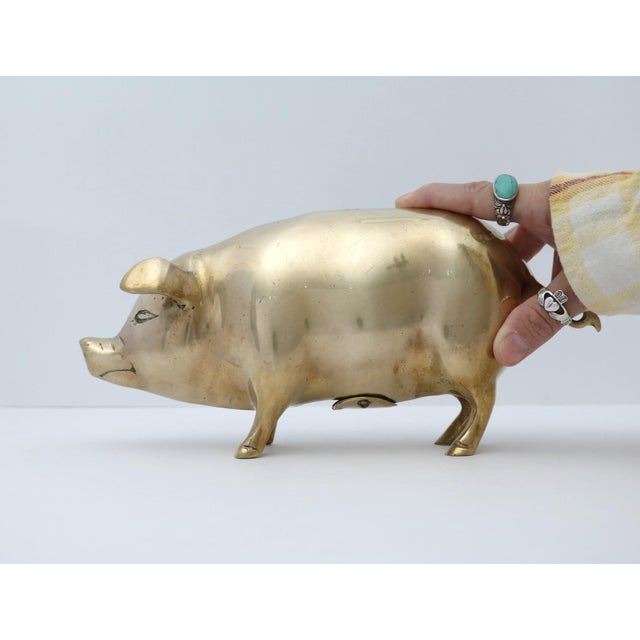 Large Late 20th Century Brass Coin Piggy Bank | Chairish