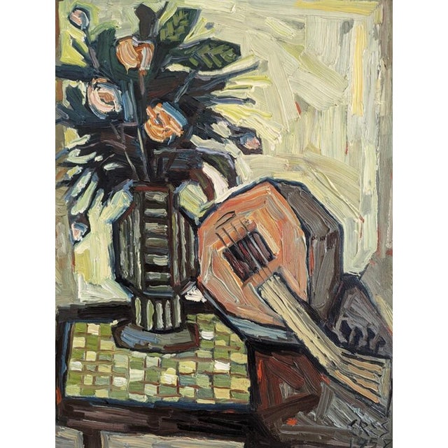 1959 Mid-Century Modern "Still Life With Lute" Swedish Vintage Still ...