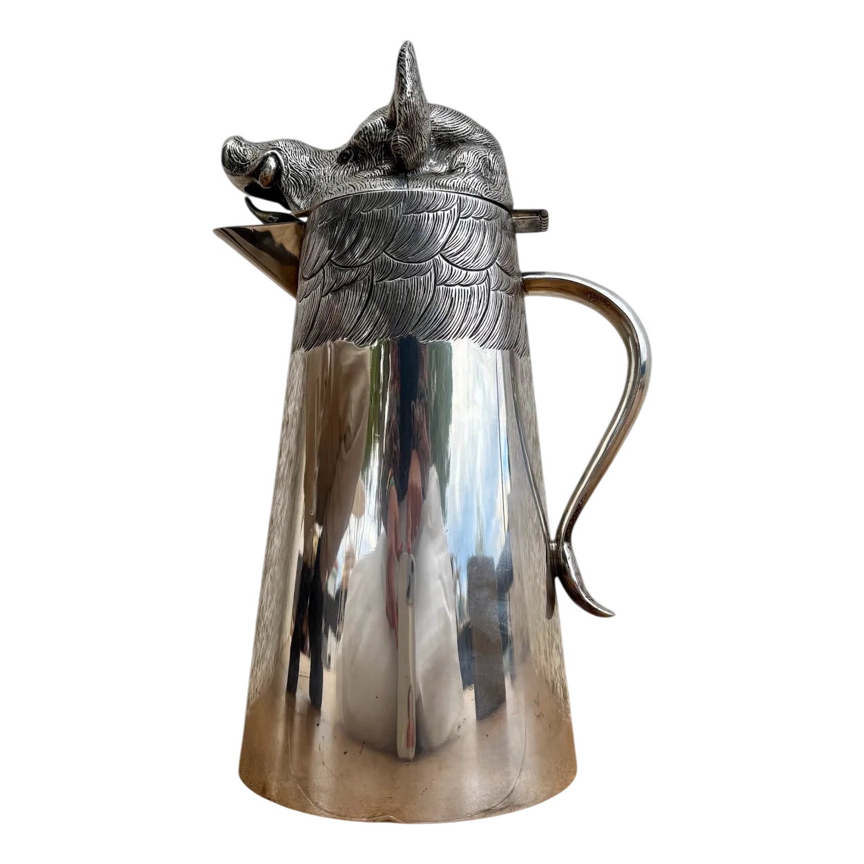 Large Vintage Boars Head Jug by F. Valenti, 1960 | Chairish
