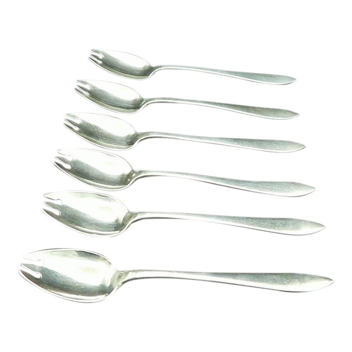 Antique Chinese Silver Ice Cream Forks Spoons Set of 6 | Chairish