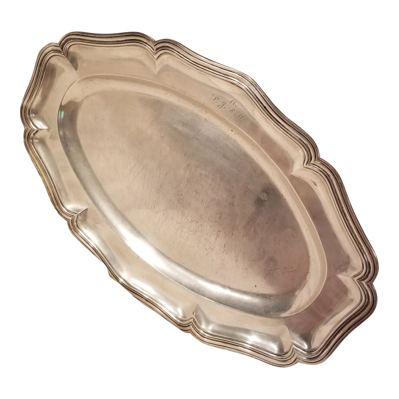 Antique 800 Silver Serving Platter | Chairish