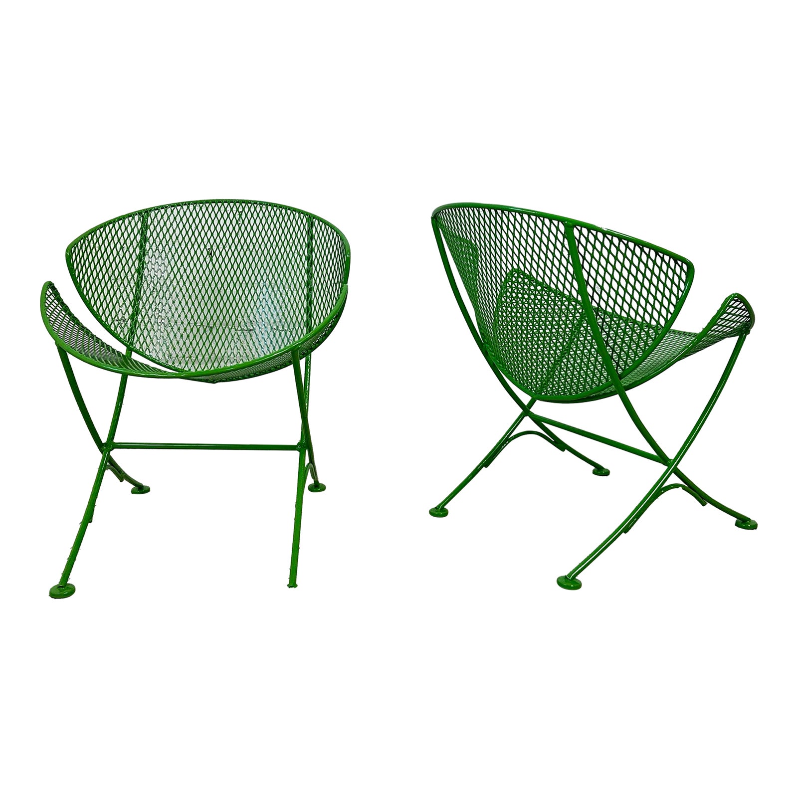 Pair of Salterini Restored Orange Slice Chairs in Green | Chairish