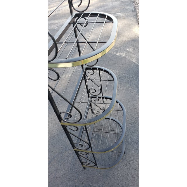 1950s Wrought Iron Black Bakers Rack With Gold Trim | Chairish