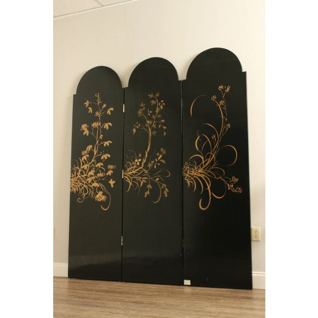 Artmax Vintage Floral Decorated Three Panel Screen | Chairish