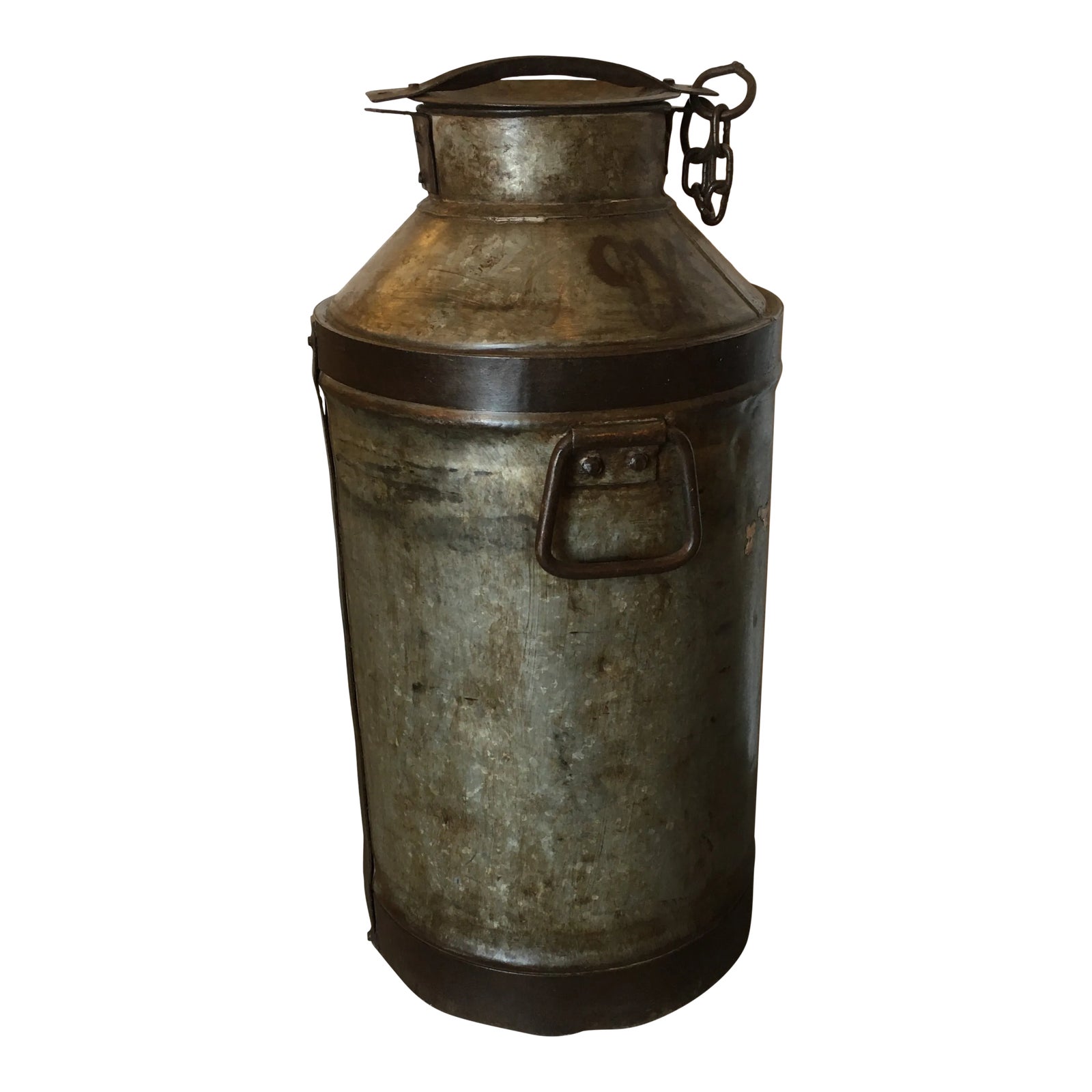 Antique Original Metal Milk Can | Chairish