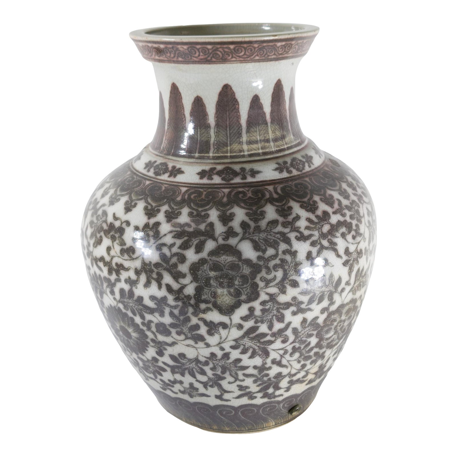 20th Century Chinese Ming Style Copper Red Decorated Crackled Large ...