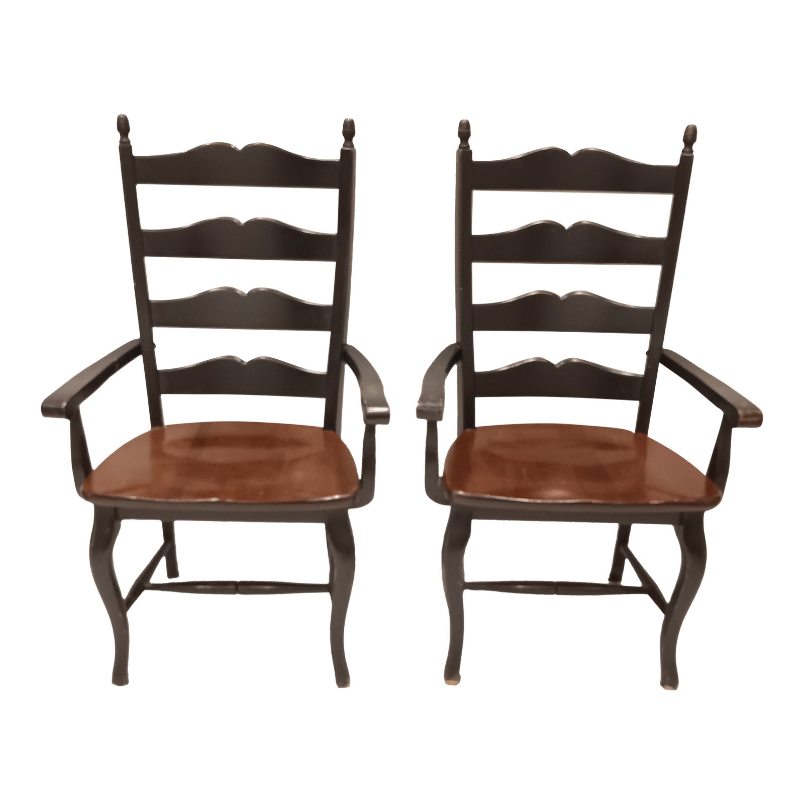 Vintage French Country Farmhouse Ladderback Arm Chairs, Set of 2 | Chairish