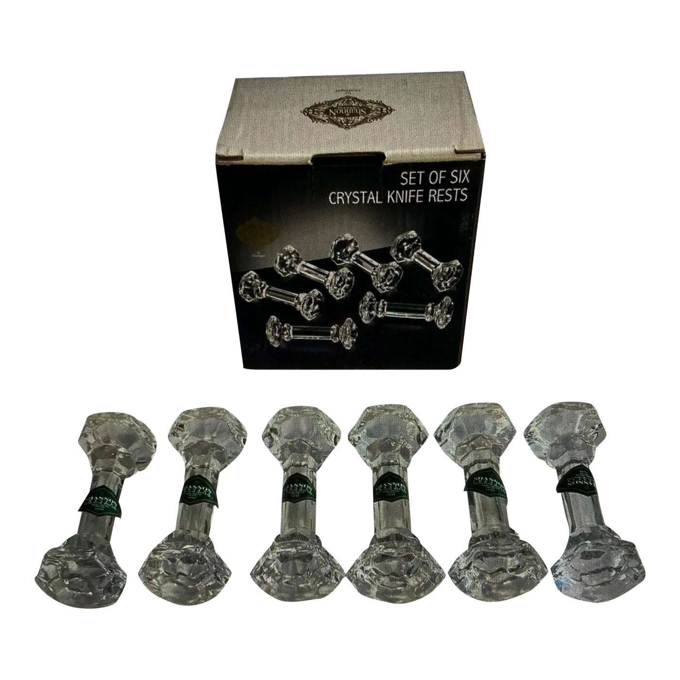 Mid 20th Century Crystal Knife Rests by Godinger- Set of 6 | Chairish
