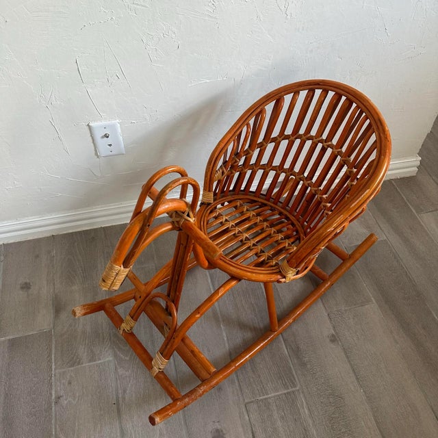 Mid 20th Century Vintage Rattan Rocking Horse | Chairish
