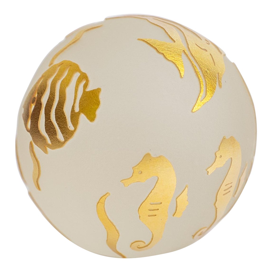 Pair of Signed Mid-Century Modern Art Glass Paperweights – “Gold in the ...