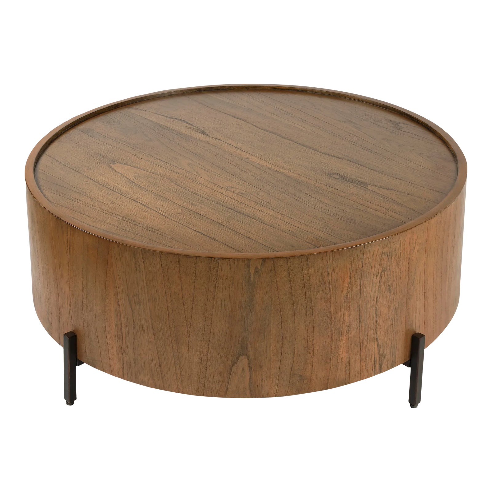 Tori Round Coffee Table, Medium Brown | Chairish