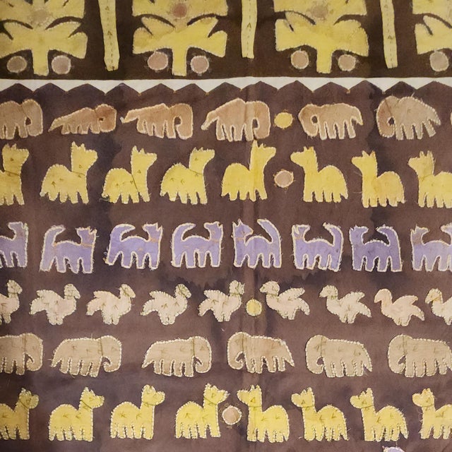 Vintage Hand-Stitched Kanduri Cloth With Animal and Tree of Life ...