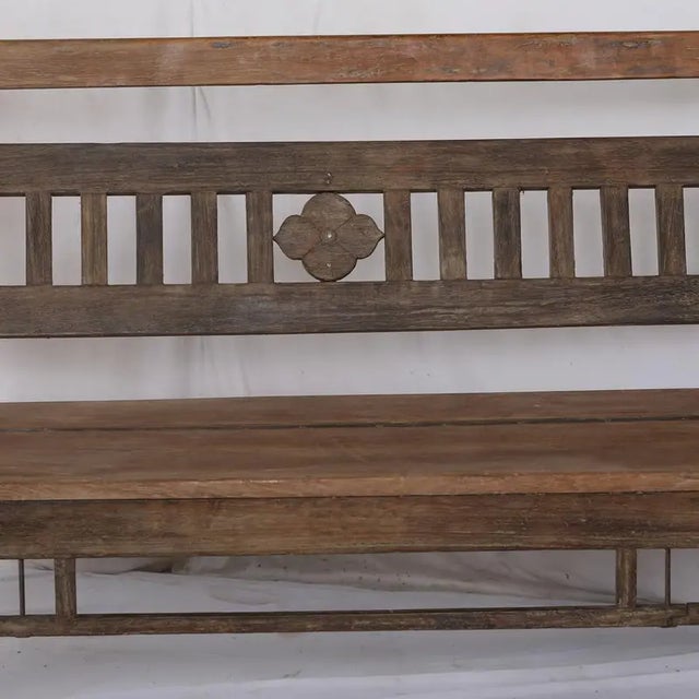 Antique Indian Spanish Colonial Style Teakwood Bench | Chairish