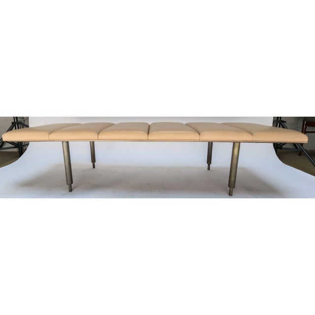 Milano Custom Metal Bench With Leather Seat | Chairish