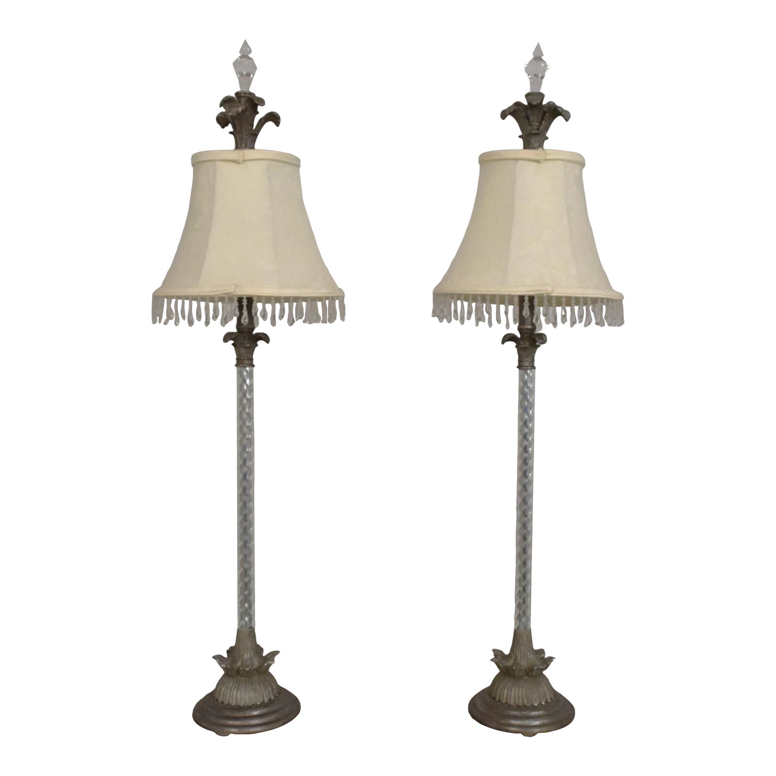 Pair of Lexington Spiral Column Decorative Table Lamps | Chairish