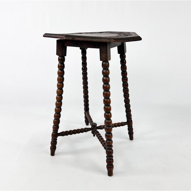 Vintage Bubble Leg Side Table in Oak, 1920s | Chairish