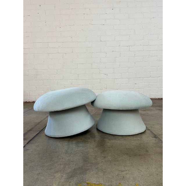 Tapered Mushroom Ottoman in Baby Blue Velvet | Chairish