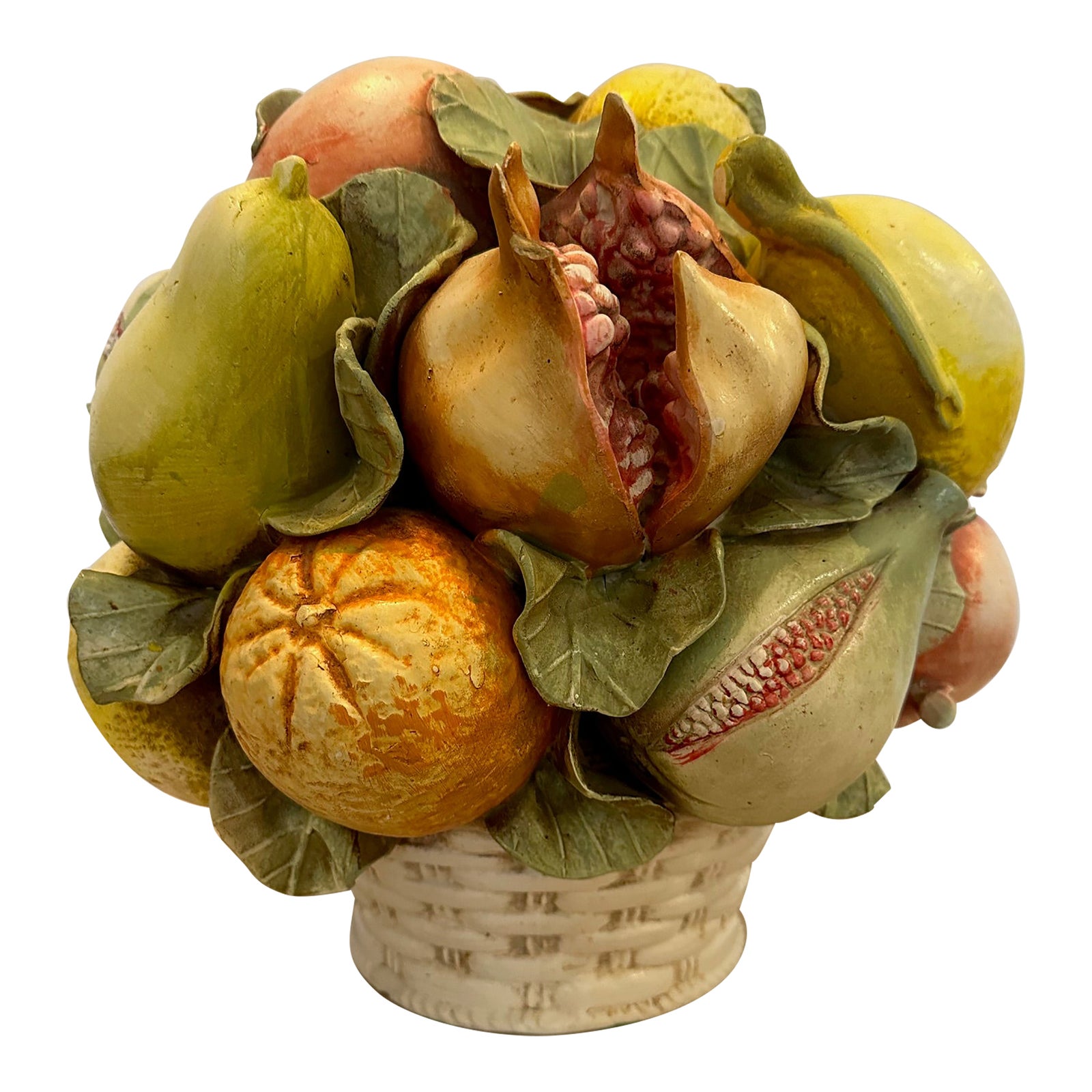Large Italian Ceramic Fruit Compote Centerpiece | Chairish