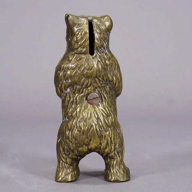 Antique Money Box Bear Statue Made of Brass | Chairish