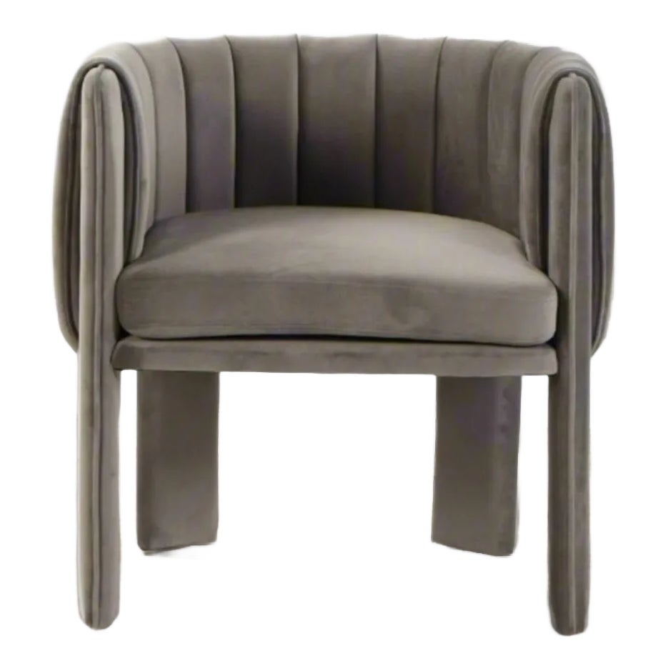 Olivia Channel Tufted Accent Chair in Gray | Chairish
