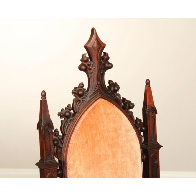 Gothic Revival Antique Carved Rosewood High Back Hall Chair | Chairish