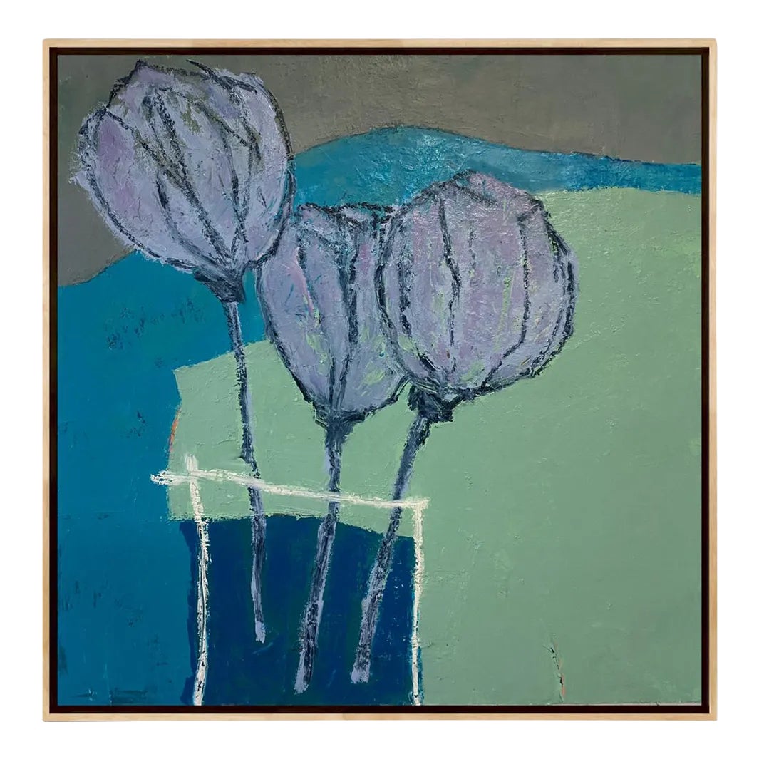 "Trois Violettes" Framed Original Contemporary Oil Painting by Janice ...