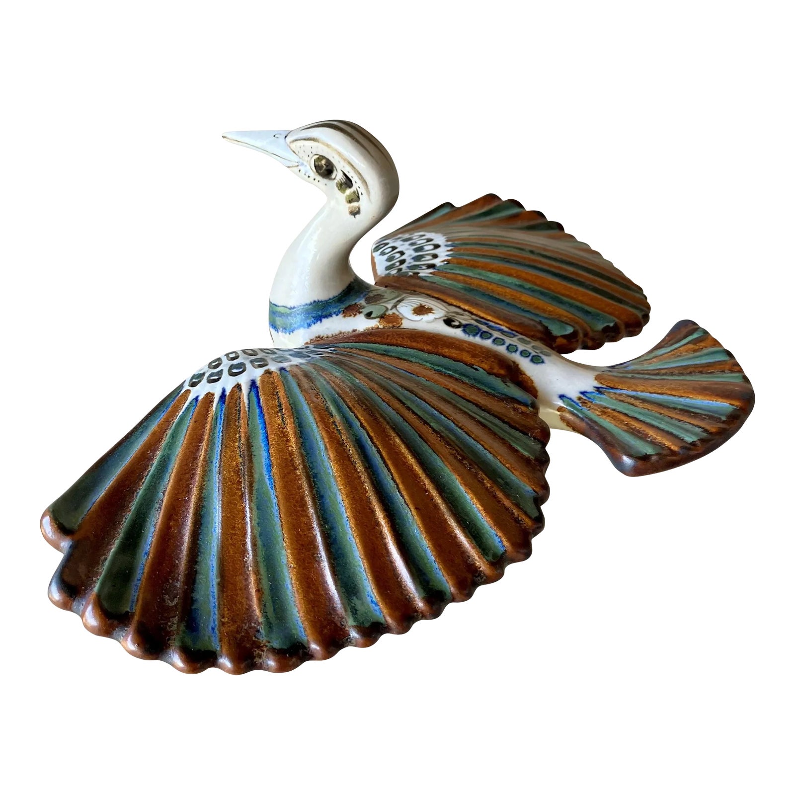 Circa 1980 Ken Edwards Collection “Open Winged Bird” High-Fired Pottery ...