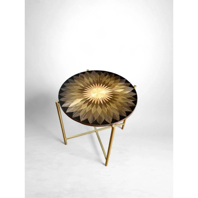 Straw Marquetry Side Table | Chairish