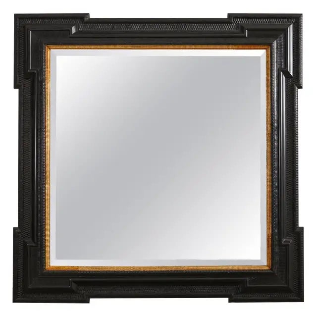Grand Dutch Baroque Style Ebonized Beveled Glass Ripple Mirror Chairish