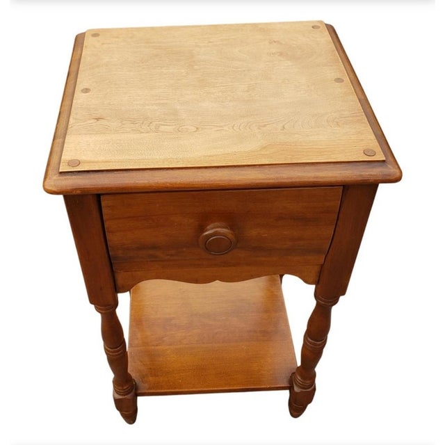 Solid Maple Nightstand Side Table, Circa 1940s. | Chairish