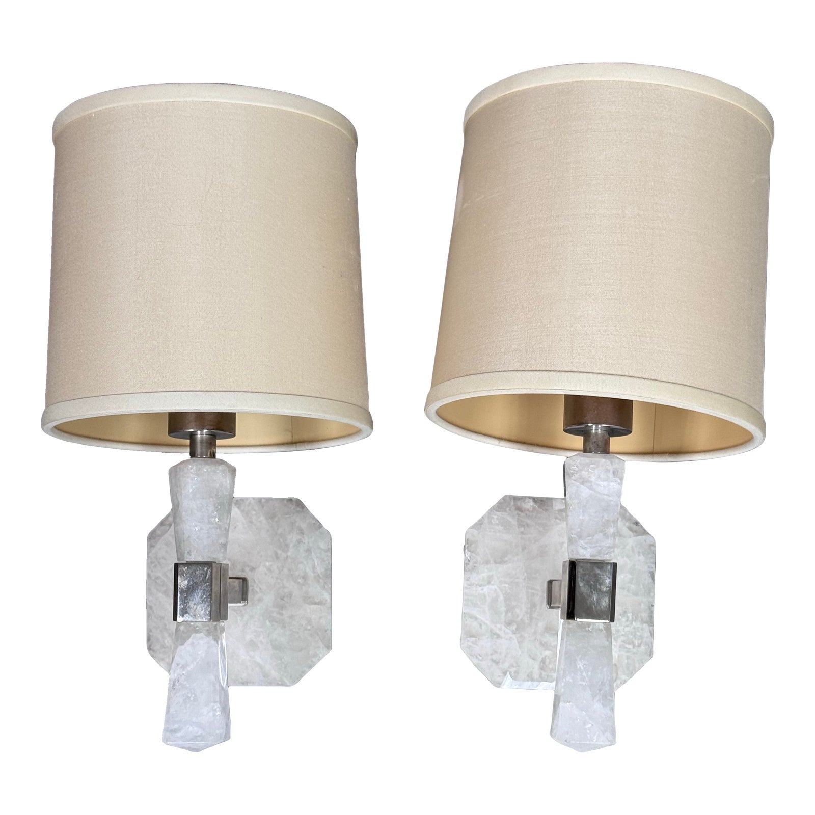 Barbara Barry for Kallista Counterpoint Rock Crystal Wall Sconces, Pair ...