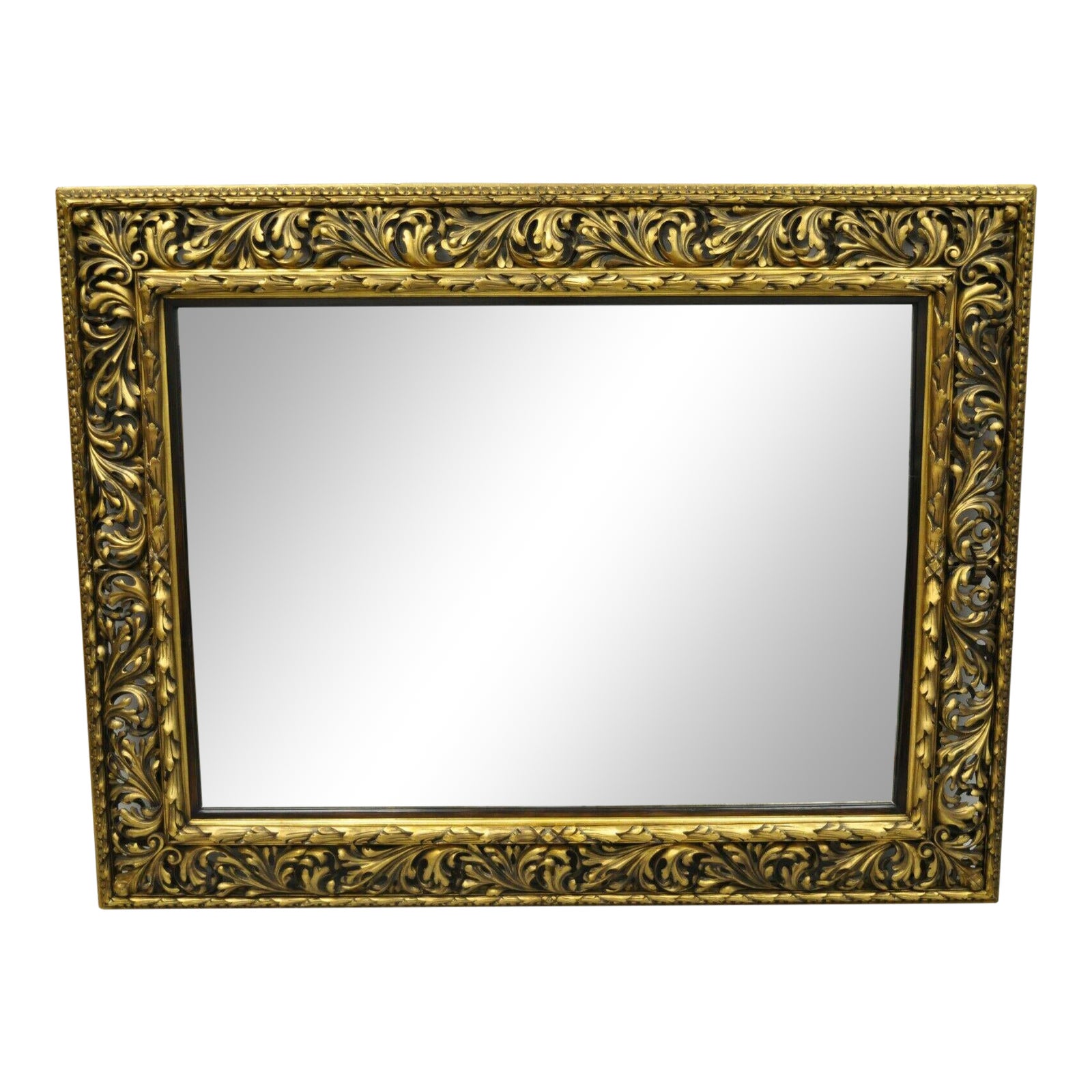 Antique French Baroque Rococo Style Pierce Carved Wood Gold Mirror ...