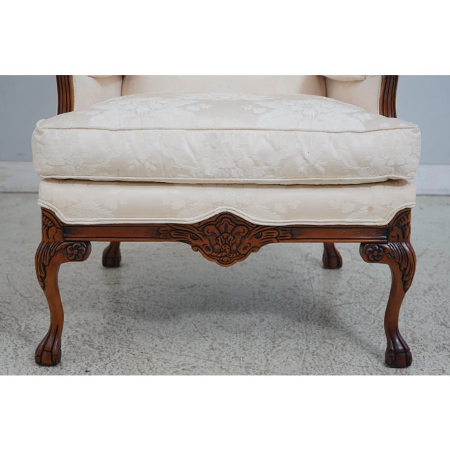 Harden French Louis XV Style Damask Wing Chair | Chairish