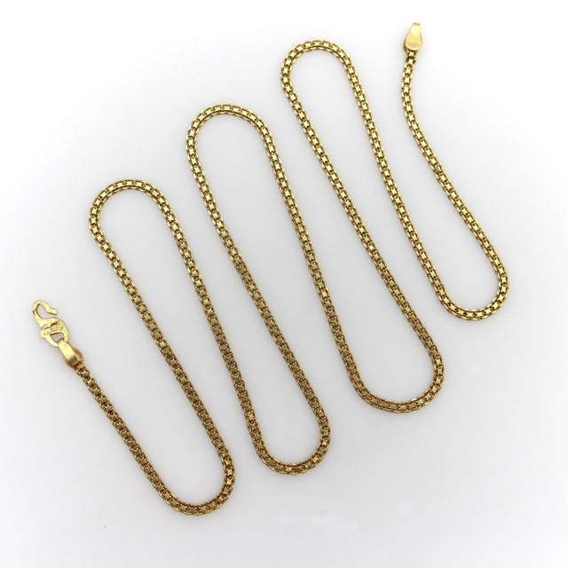 Vintage 22k Gold Flattened Double-Link Long 24.5” Chain | Chairish