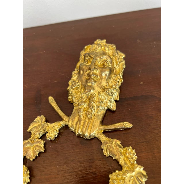 Pair, Vintage Neoclassical Style Gilt Bronze Satyr Form Wall Accents ...